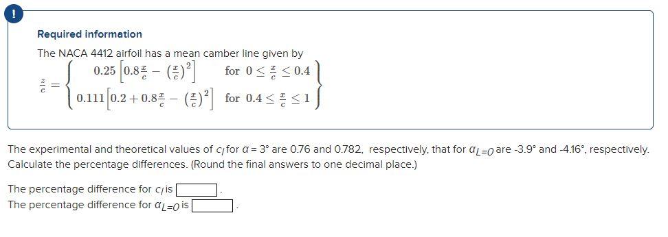 Solved Required information The NACA 4412 airfoil has a mean | Chegg.com