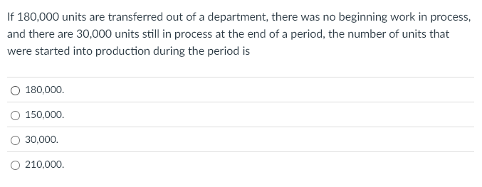 Solved If 180,000 ﻿units are transferred out of a | Chegg.com