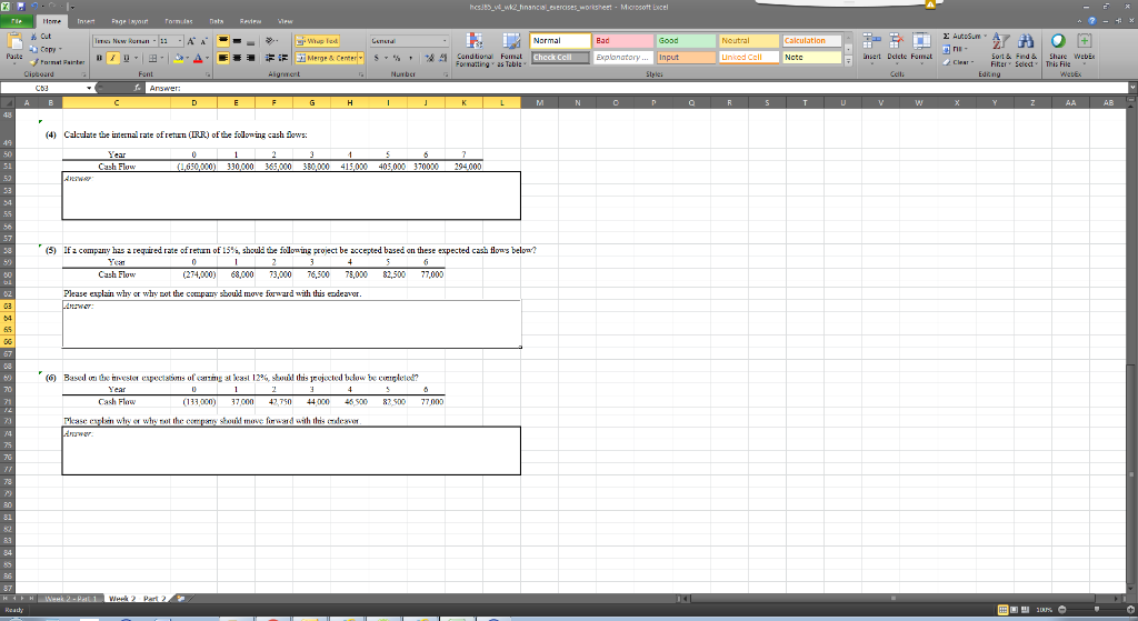 Solved hey wk2_hnencia cercises worksheet - Microsoft Excel | Chegg.com
