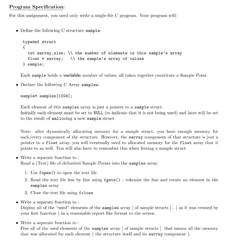 Solved Program Specification: For this assignment, you need | Chegg.com