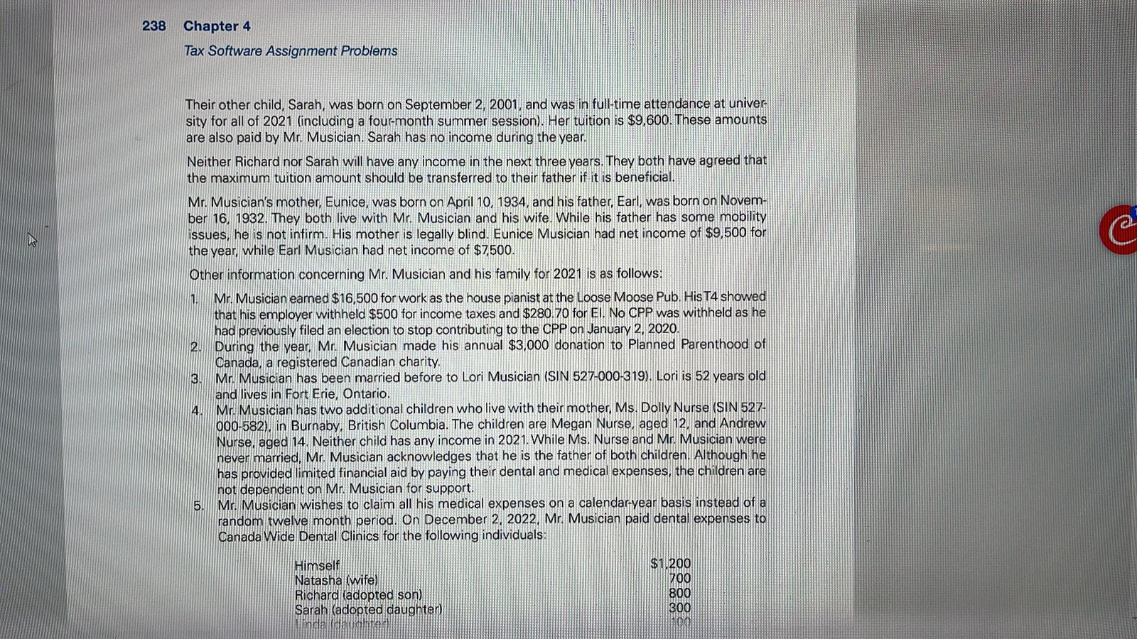 Tax Software Assignment Problems Solutions to Tax | Chegg.com