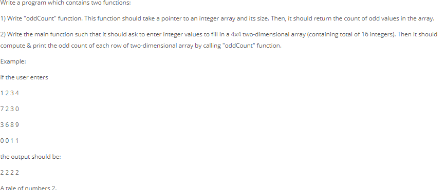 Solved Write a program which contains two functions: 1) | Chegg.com
