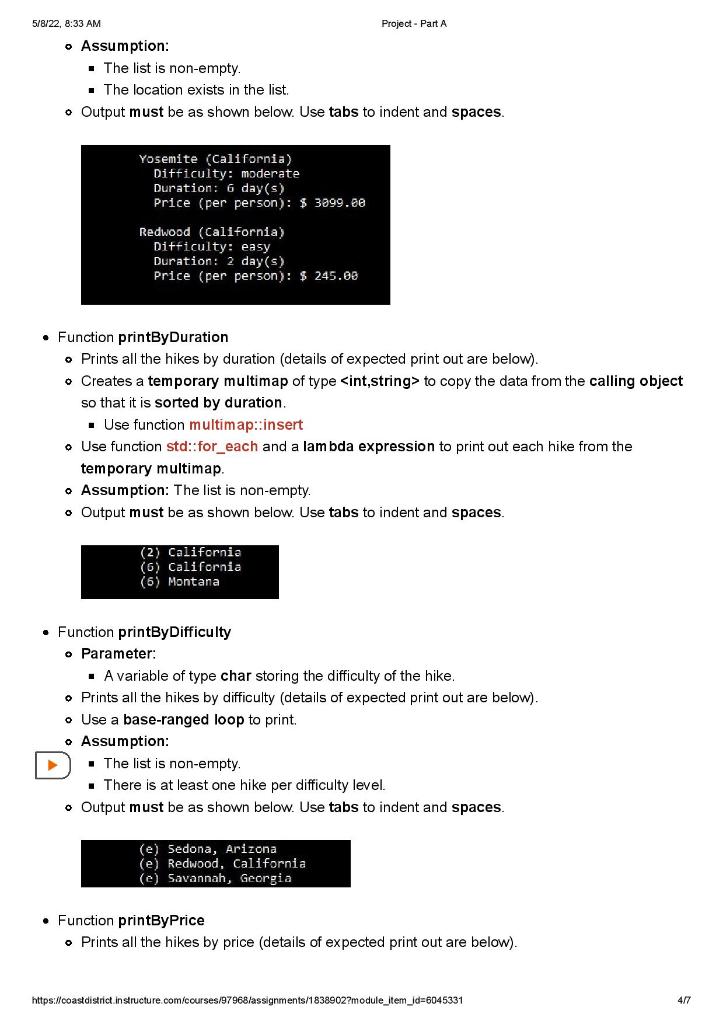 Solved Class HikeList • Member variable: o An STL multimap | Chegg.com
