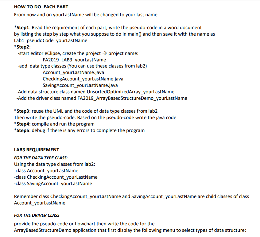 HOW TO DO EACH PART From now and on yourLastName will | Chegg.com