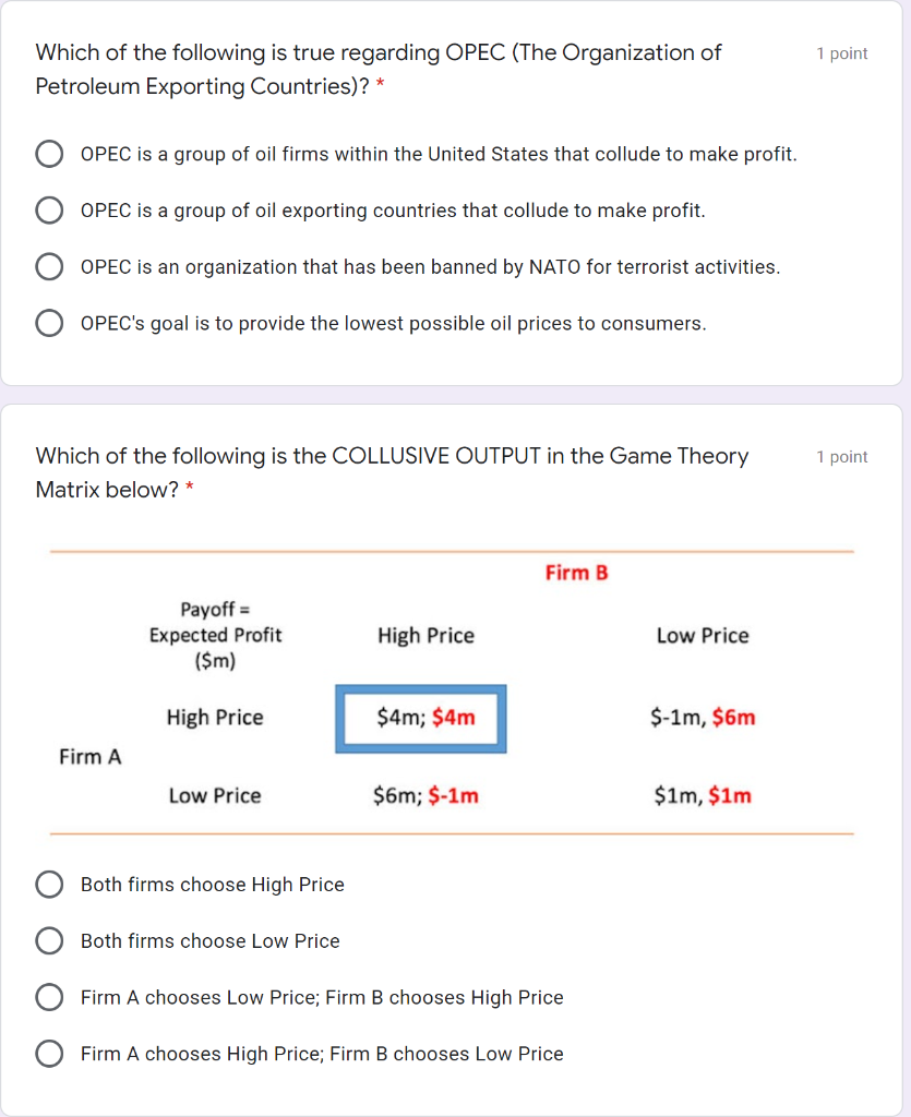 Solved 1 point Which of the following is true regarding OPEC | Chegg.com