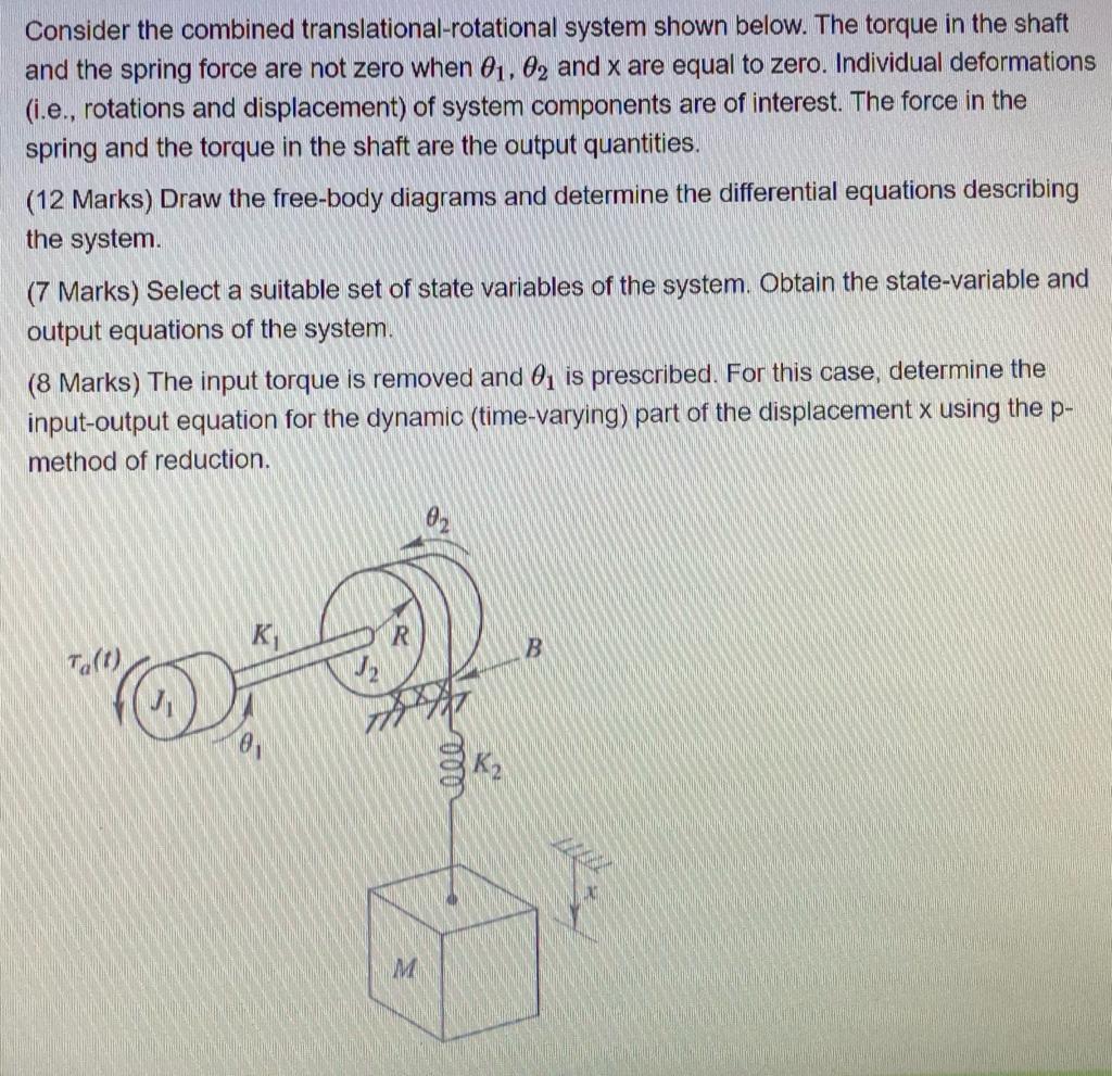 Solved Consider the combined translational-rotational system | Chegg.com Solved Consider the combined translational-rotational system | Chegg.com