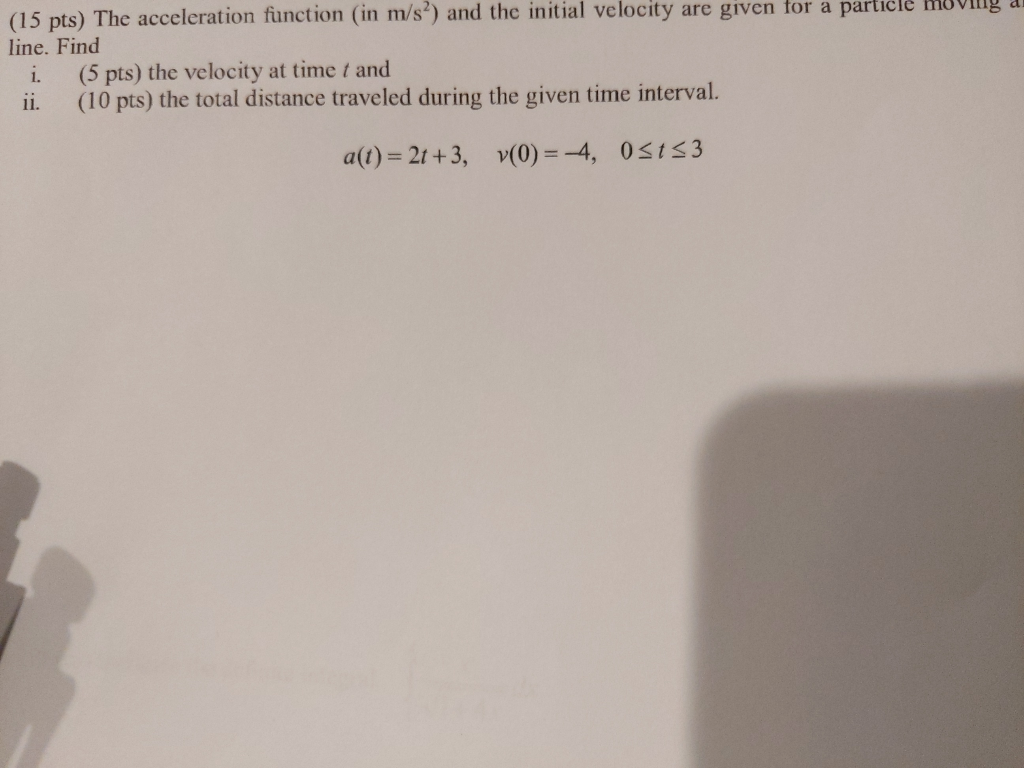 Solved The acceleration function (in m/s^2) and the initial | Chegg.com