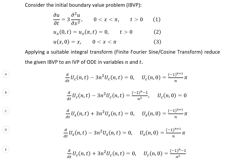 Consider the initial boundary value problem (IBVP): | Chegg.com