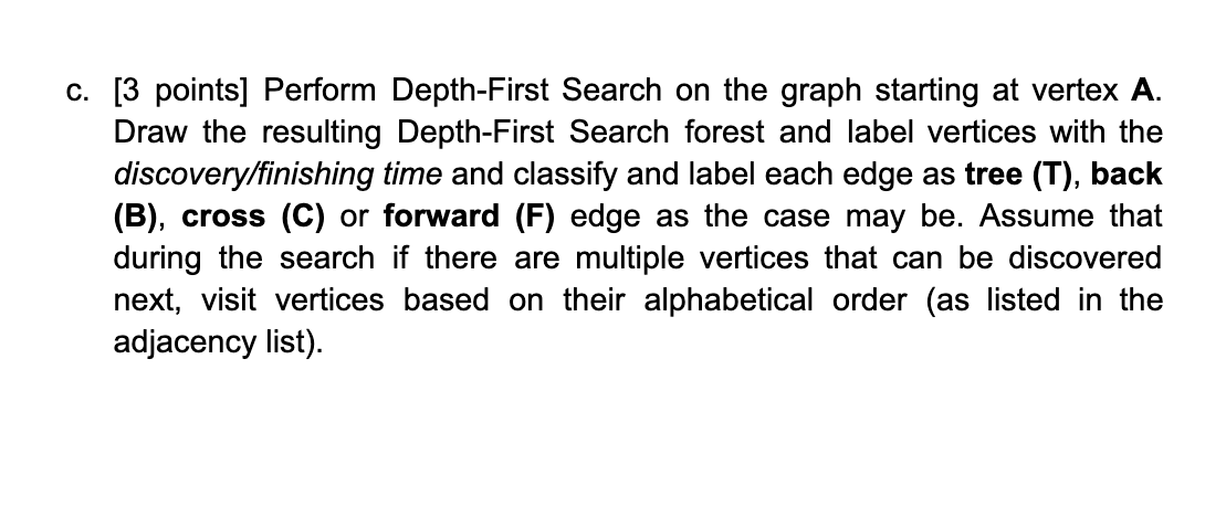 Solved [9 points] Given the following directed graph:c. [3 | Chegg.com