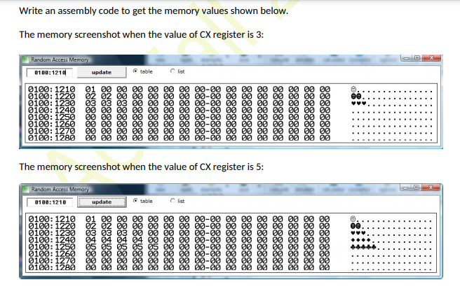 Solved Write An Assembly Code To Get The Memory Values Shown 