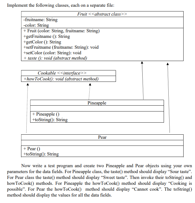 Solved Implement the following classes, each on a separate | Chegg.com