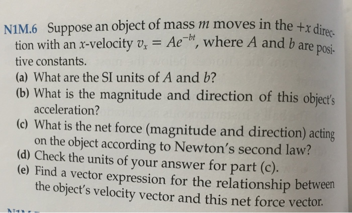 Solved Suppose an object of mass m moves in the +x direction | Chegg.com