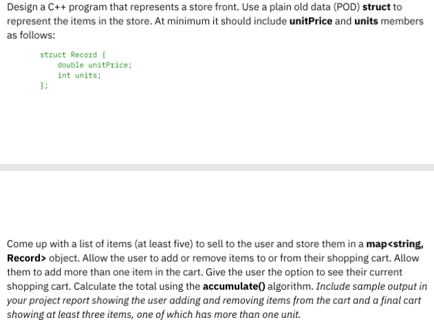 Solved Design a C++ program that represents a store front. | Chegg.com