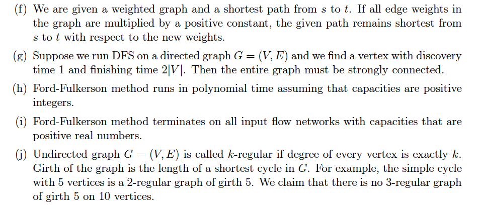 Solved (f) We are given a weighted graph and a shortest path | Chegg.com