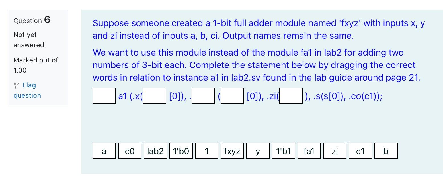 Solved Suppose someone created a 1-bit full adder module | Chegg.com