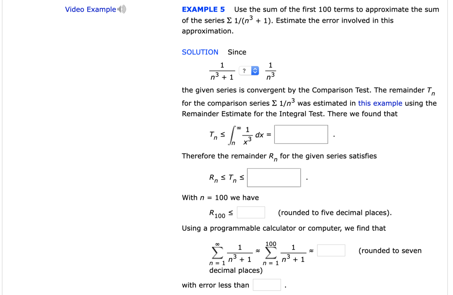 Solved Video Example EXAMPLE 5 Use the sum of the first 100 | Chegg.com