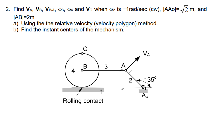 Find VA,VB,VBA,ω3, ω4 ﻿and Vc ﻿when | Chegg.com