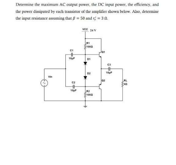 Solved Determine the maximum AC output power, the DC input | Chegg.com