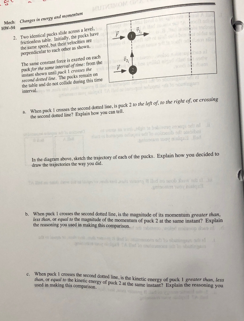 Solved Mech HW-54 Changes in energy and momentum Two | Chegg.com
