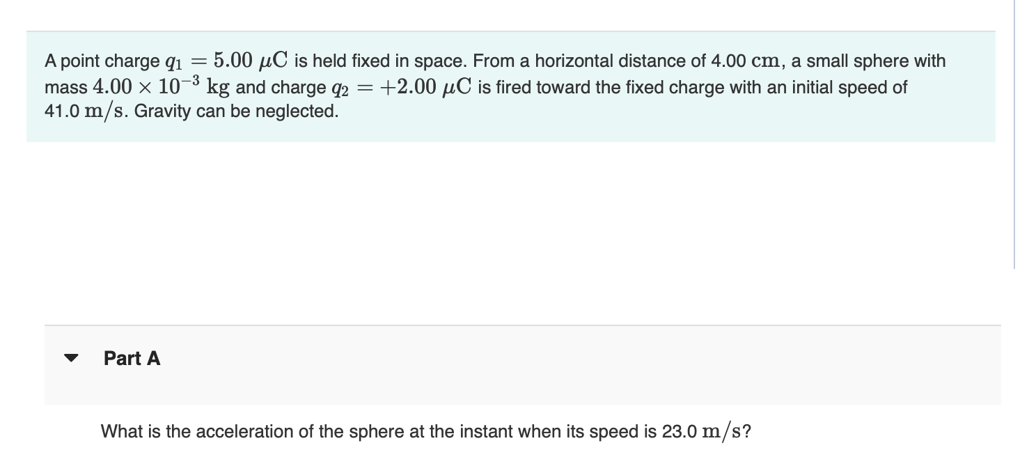 Solved A point charge q1=5.00μC is held fixed in space. From | Chegg.com