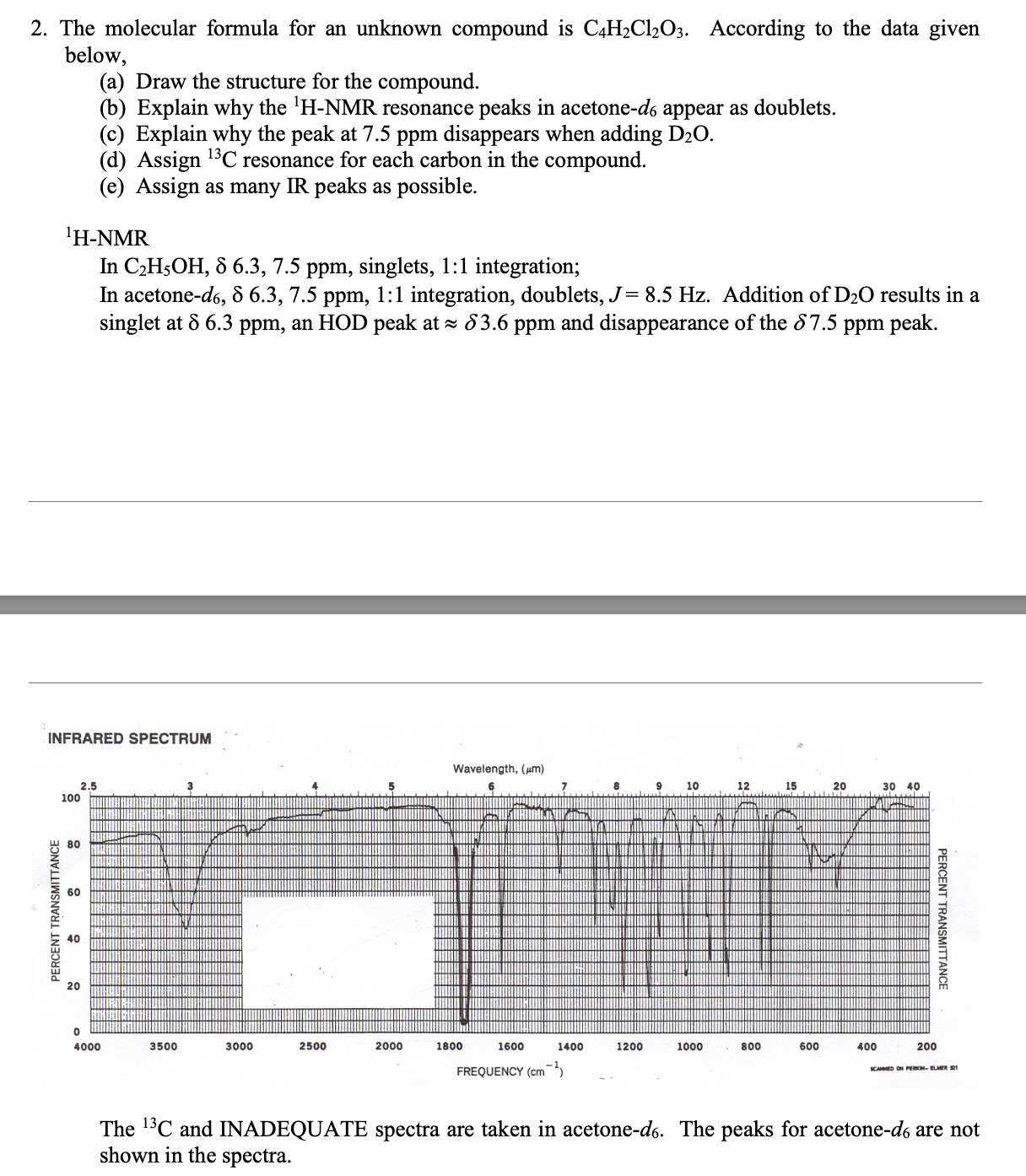 Solved The molecular formula for an unknown compound is | Chegg.com