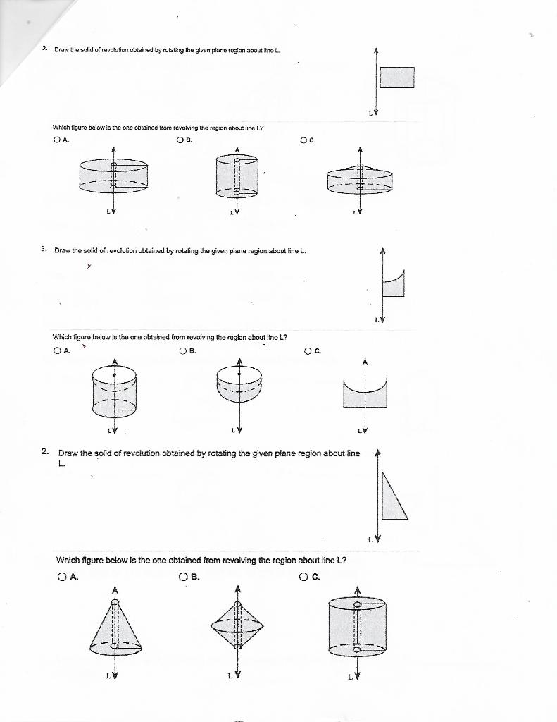 Solved 2. Draw the solid of revolution obtained by rotating | Chegg.com