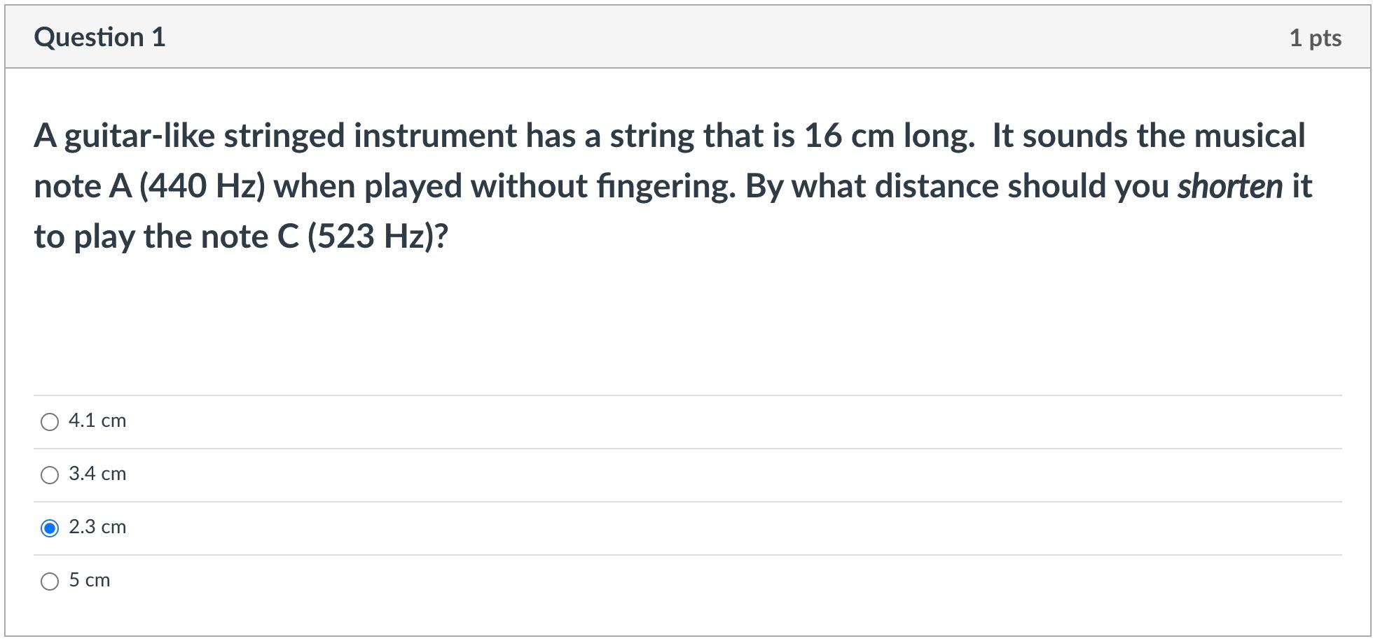 Solved Question 1 1 pts A guitar-like stringed instrument | Chegg.com