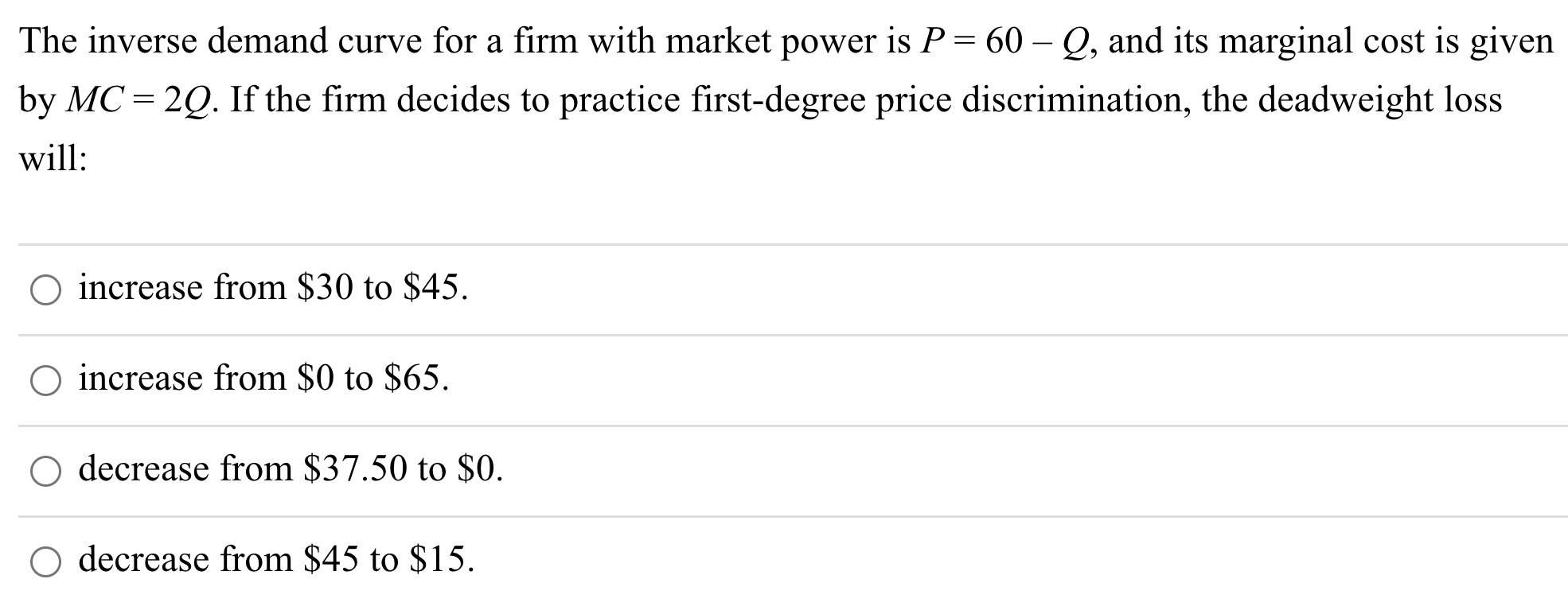 Solved The inverse demand curve for a firm with market power | Chegg.com