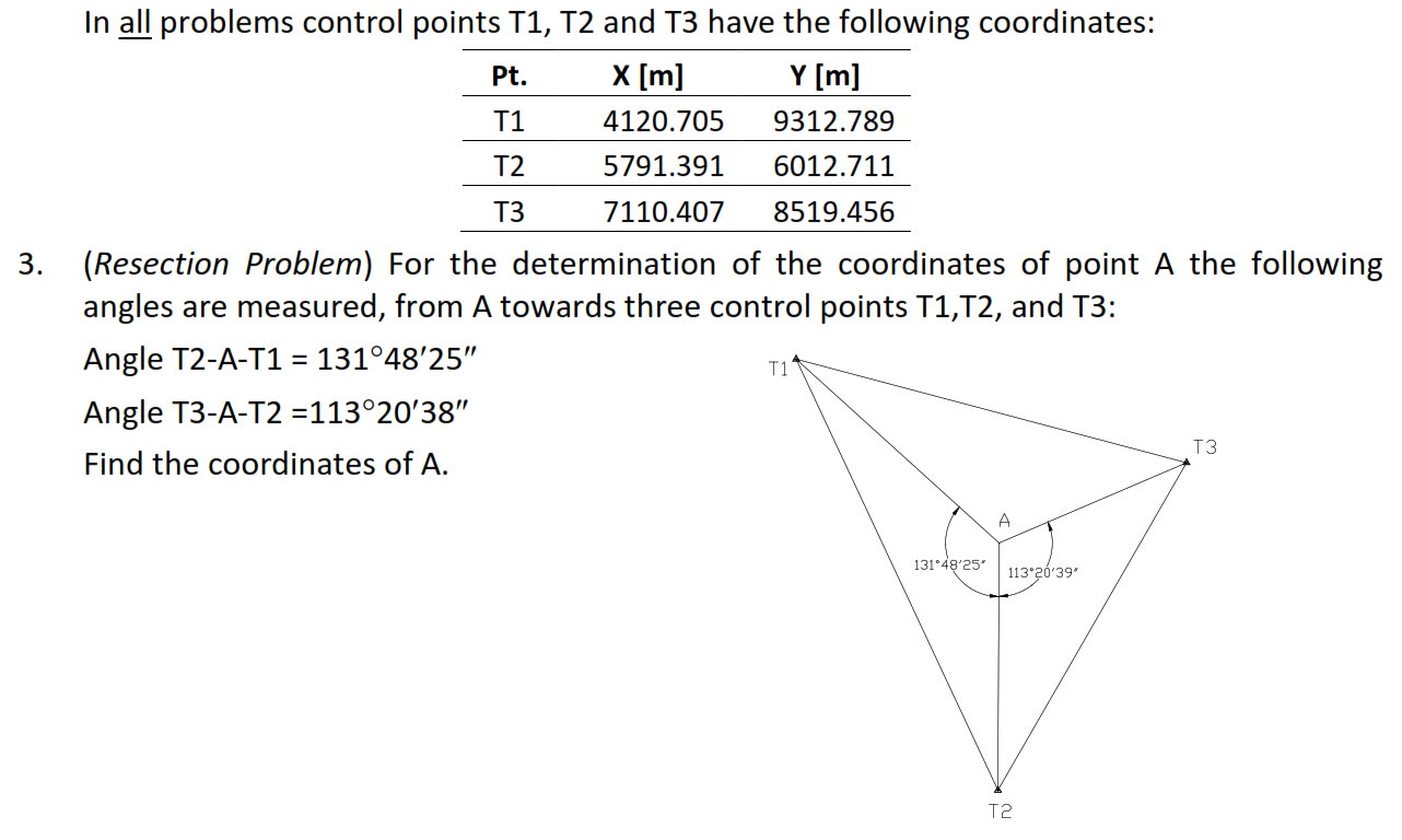 In all problems control points T1, ﻿T2 ﻿and T3 ﻿have | Chegg.com
