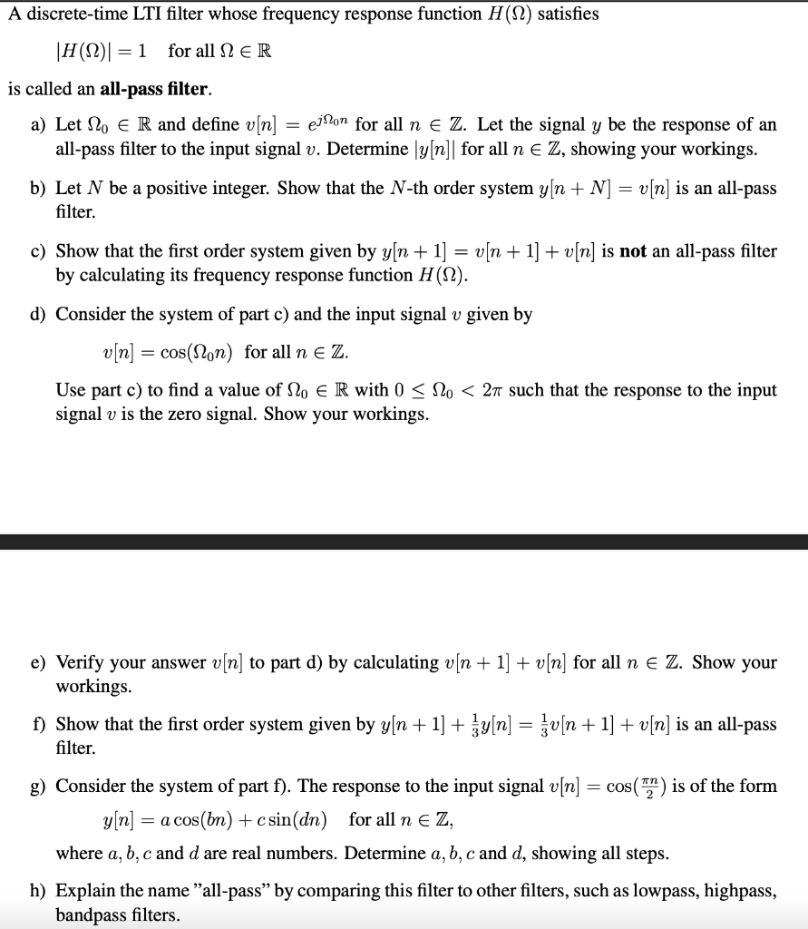 Solved A discrete-time LTI filter whose frequency response | Chegg.com