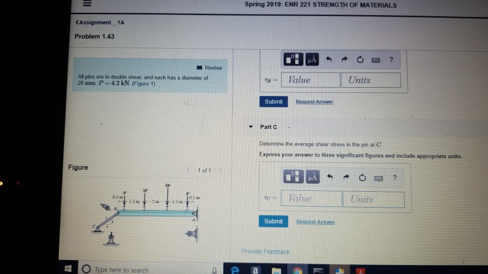 Solved Spring 2019: ENR 221 STRENGTH OF MATERIALS | Chegg.com
