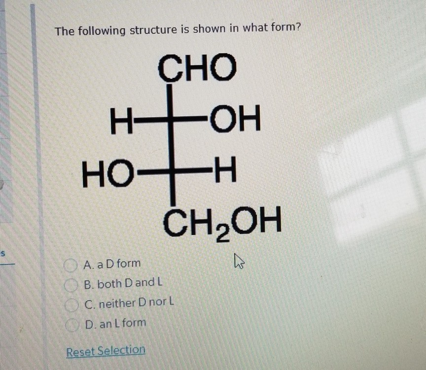Solved The following structure is shown in what form? CHO H | Chegg.com