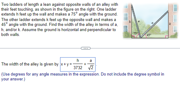 Solved Two ladders of length a lean against opposite walls | Chegg.com