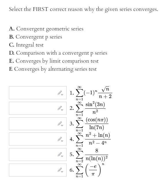 Solved Select the FIRST correct reason why the given series | Chegg.com