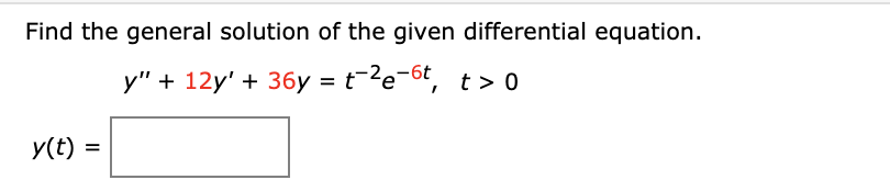 Solved Use the method of variation of parameters to find a | Chegg.com