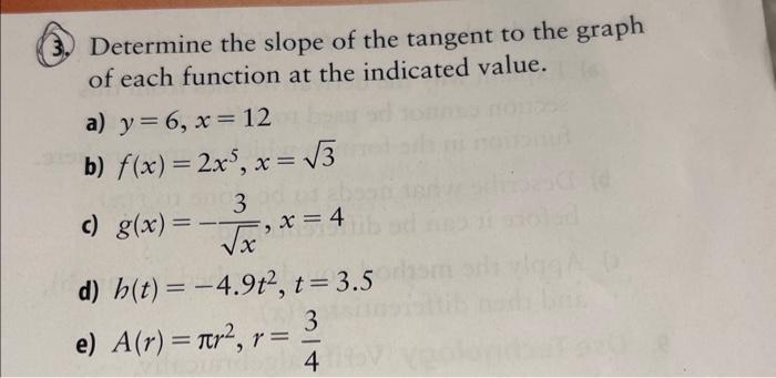 Solved (3.) Determine the slope of the tangent to the graph | Chegg.com