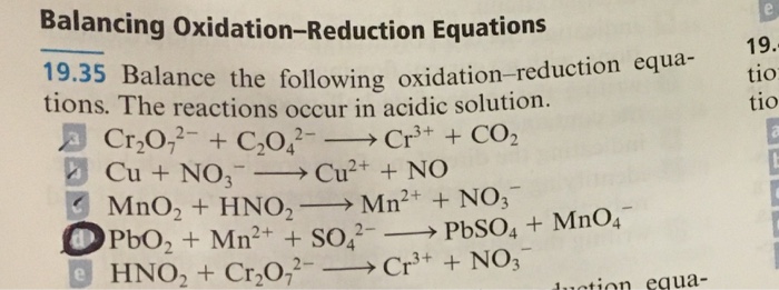 Solved Balance the following oxidation-reduction equations. | Chegg.com