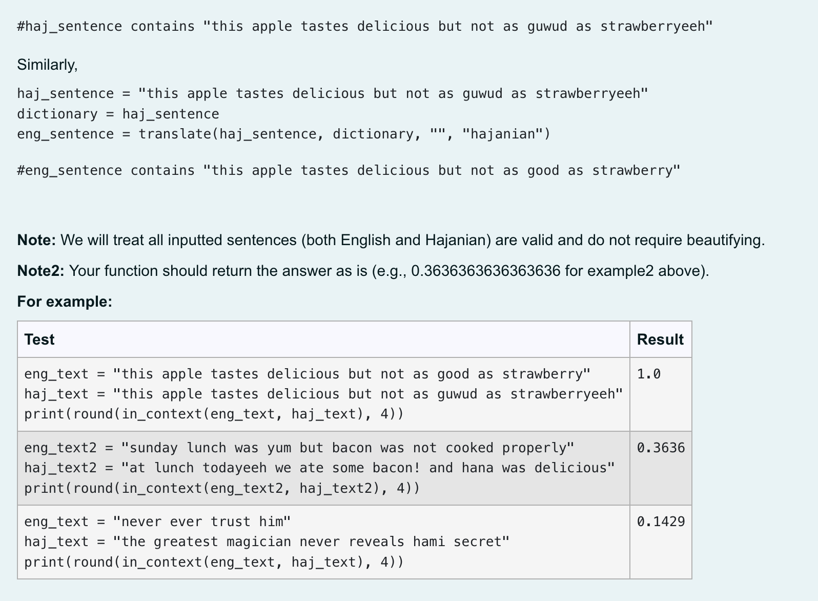 Solved Write a function in_context (eng_sentence, | Chegg.com