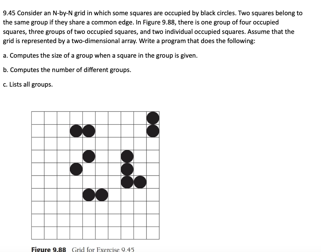 Solved 9.45 Consider an N-by-N grid in which some squares | Chegg.com