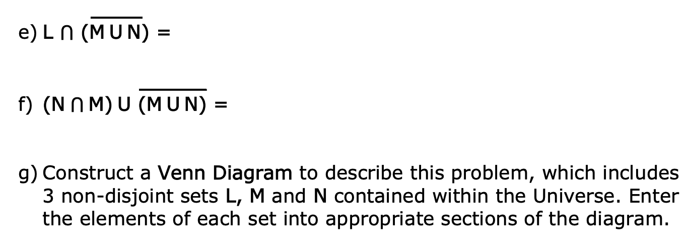 Solved 2) Suppose a Universe contains three non-disjoint | Chegg.com