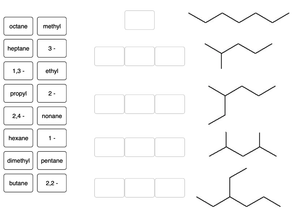 Solved m octane methyl heptane 3 - 1,3- ethyl propyl 2 - 1r | Chegg.com
