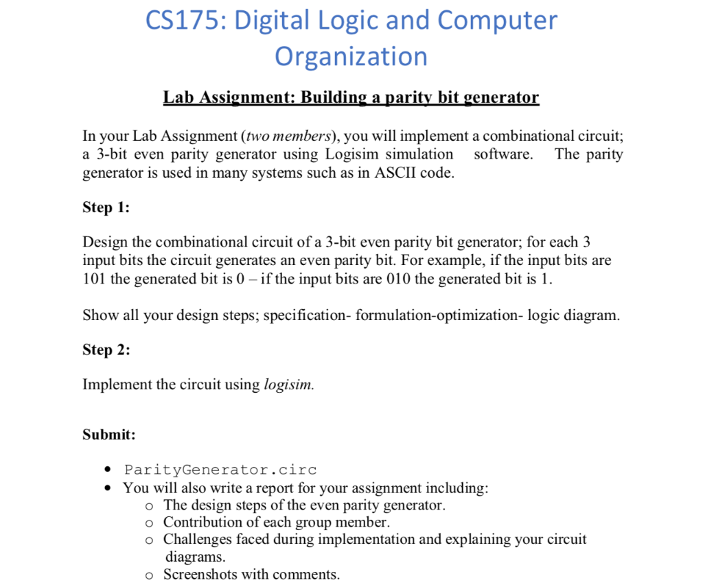 CS175: Digital Logic and Computer Organization Lab | Chegg.com