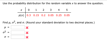 Solved Use the probability distribution for the random | Chegg.com