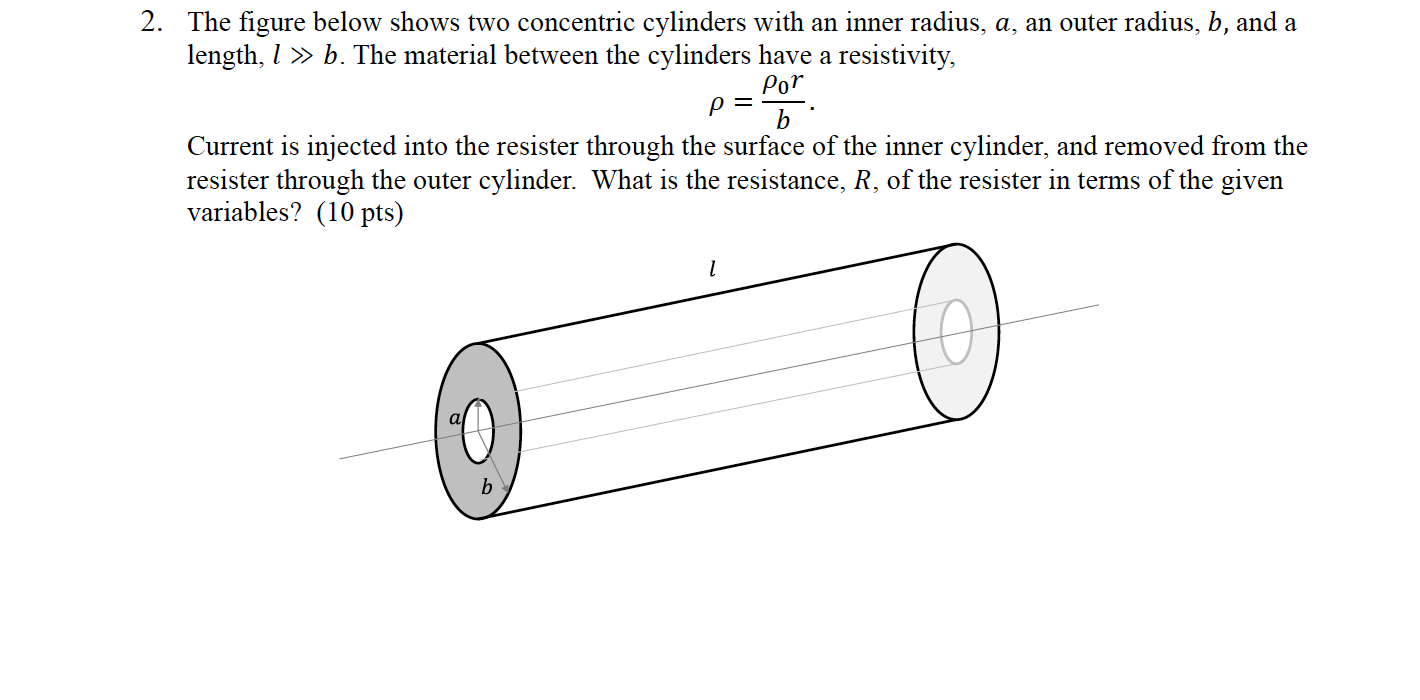 Solved 2. The figure below shows two concentric cylinders | Chegg.com