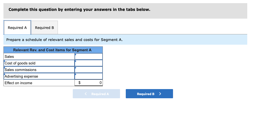 Solved Exercise 13-14A (Algo) Segment elimination decision | Chegg.com