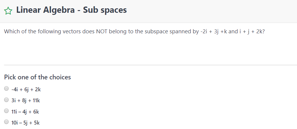 Solved Linear Algebra - Sub spaces Which of the following | Chegg.com