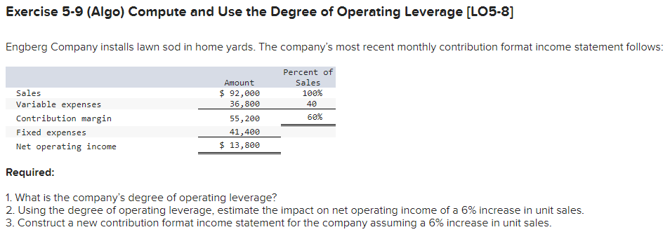 Solved Exercise 5-9 (Algo) Compute and Use the Degree of | Chegg.com