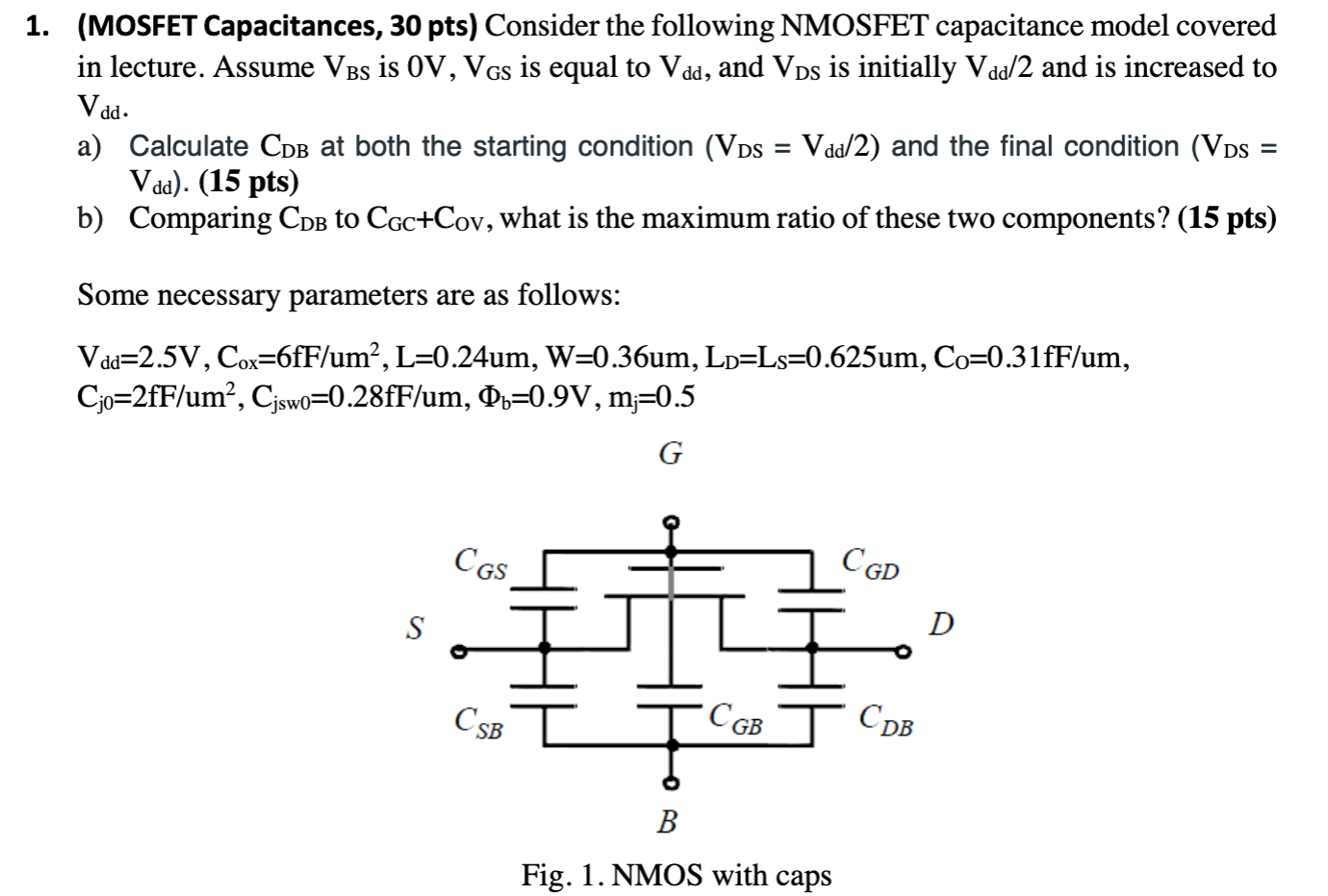 1. (MOSFET Capacitances, 30 pts) Consider the | Chegg.com