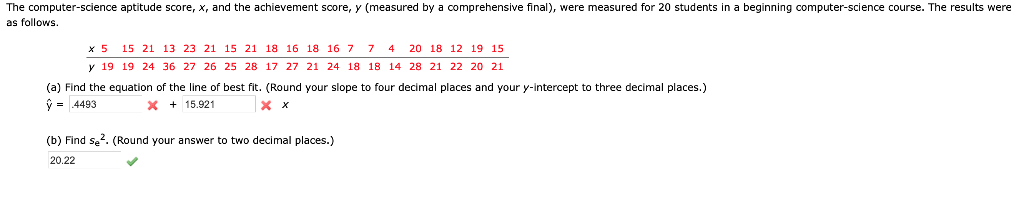 Solved The computer-science aptitude score, x, and the | Chegg.com