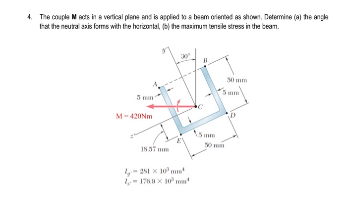 Solved The couple M acts in a vertical plane and is applied | Chegg.com
